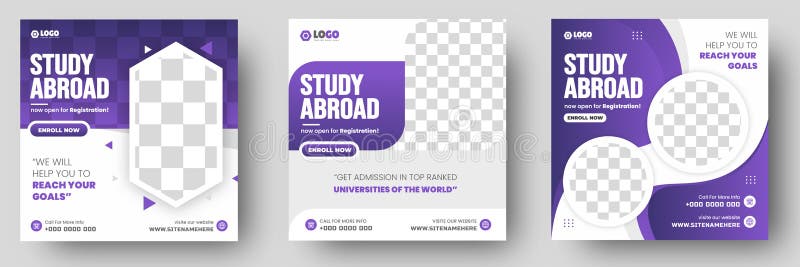 Study Abroad Social Media Post Banner Design. Higher Education Social ...