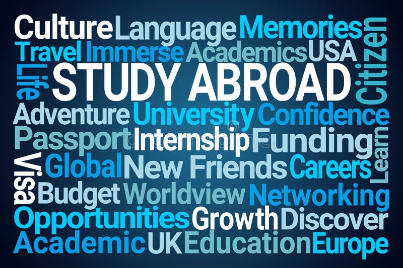 Study Abroad Word Cloud stock illustration. Illustration of budget ...