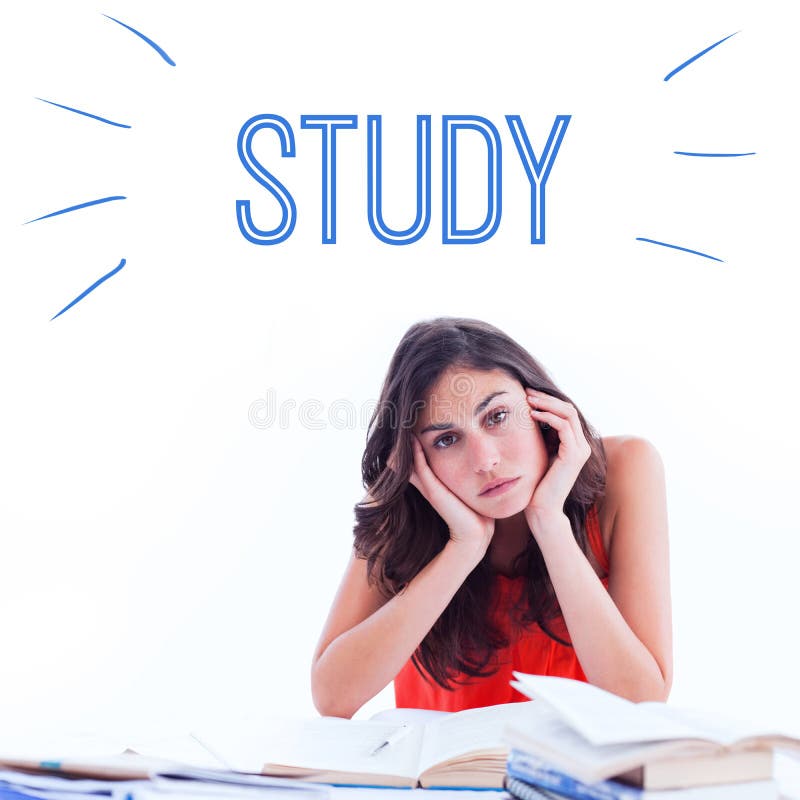 Stressed Student Doing Her Homework Stock Photo - Image of caucasian ...