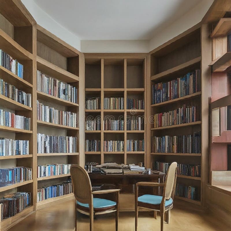 Study Area in a Traditional Library with Wooden Tables and Chairs Stock ...