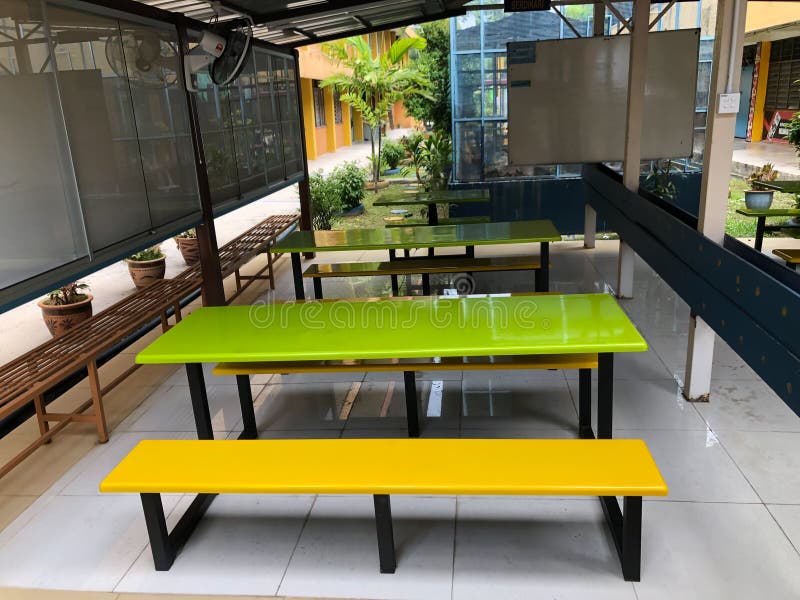 Study Bench and Desk at the School Yard Stock Photo - Image of lesson ...