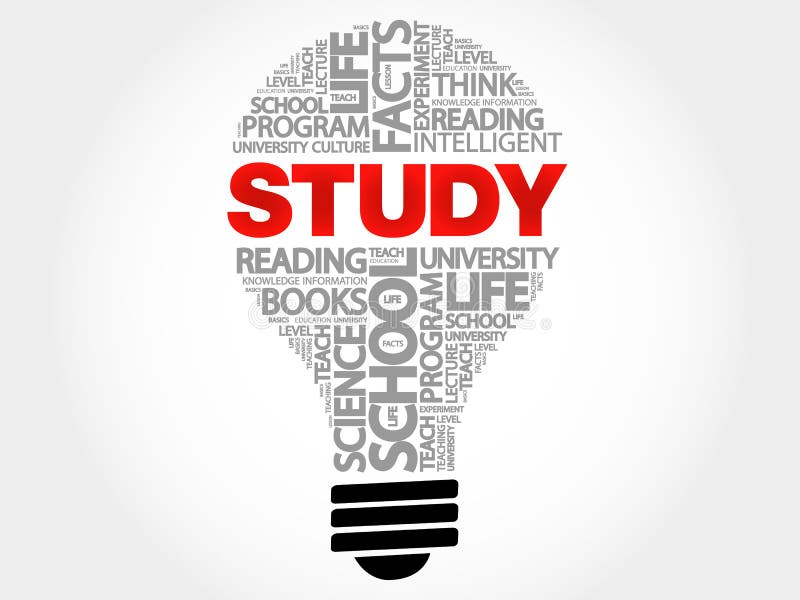 STUDY bulb word cloud stock illustration. Illustration of conceptual ...