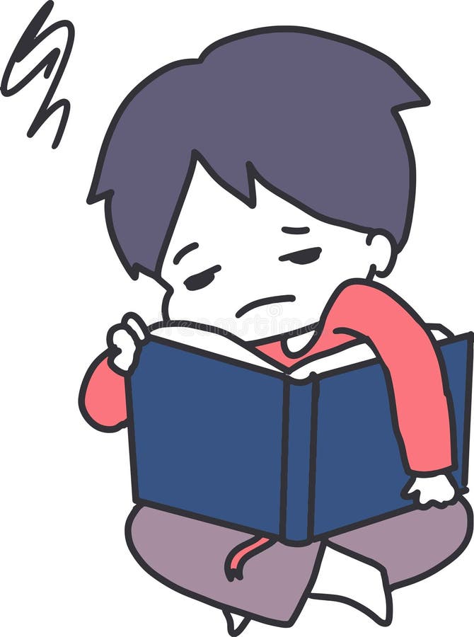 Study Burnout Tired Young Boy with Book Vector Art Stock Vector ...