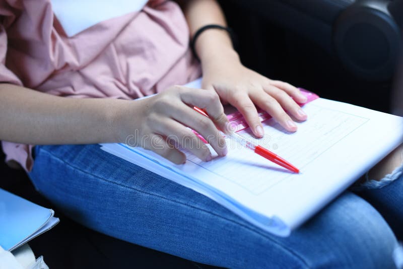 Study in the Car, Hand, Pen, Paper Stock Image - Image of emotion ...