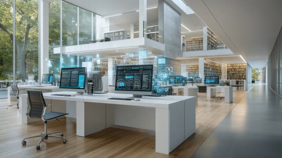 A Study Carrel in a Modern Library Perfect for Edtech Inspired Learning ...