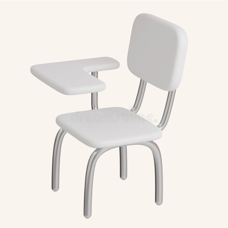 Study Chair with Cushion Icons. Minimal 3D Illustration School ...