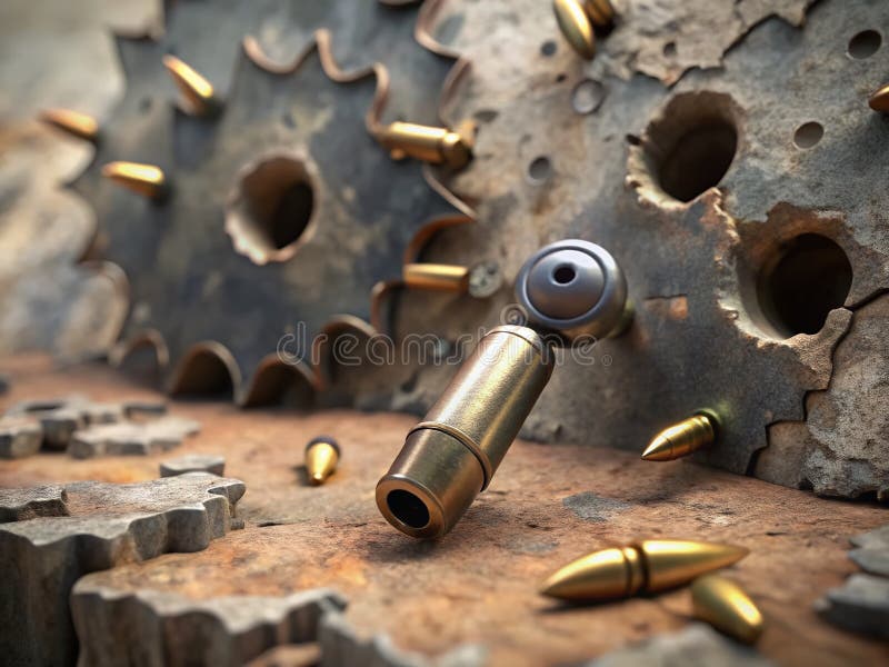 A Study in Contrasts Minimalist Bullet Holes Piercing a Damaged Stone ...