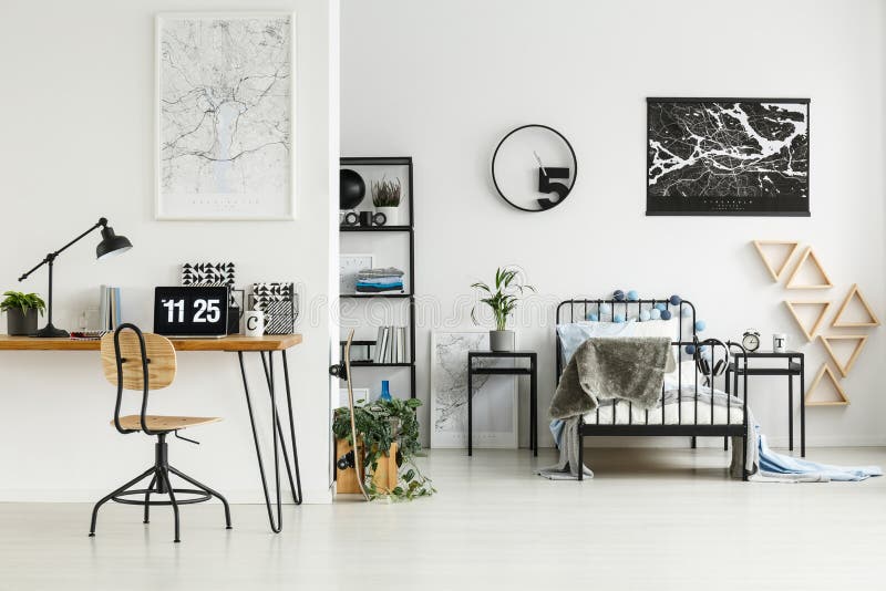 Study corner in bedroom stock photo. Image of notebooks - 105234020