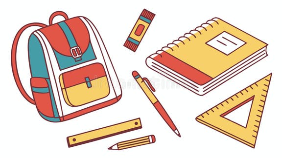 Study Corner Setup: Backpack and Academic Tools, Vector Design ...