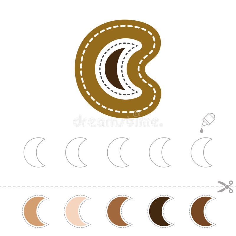 Study the Crescent Cut and Glue Figures Stock Vector - Illustration of ...