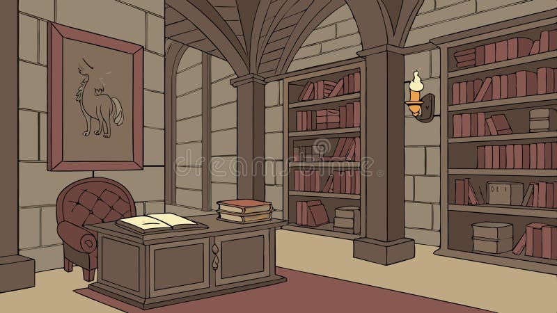 Study Desk with Books, Classic Library Scene Vector Design Generative ...