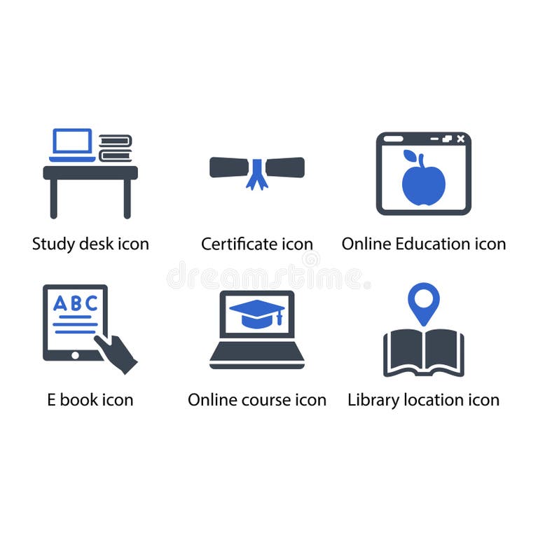 Study Desk, Certificate, Online Education, E Book, Online Course, Library Location, Icon Stock ...