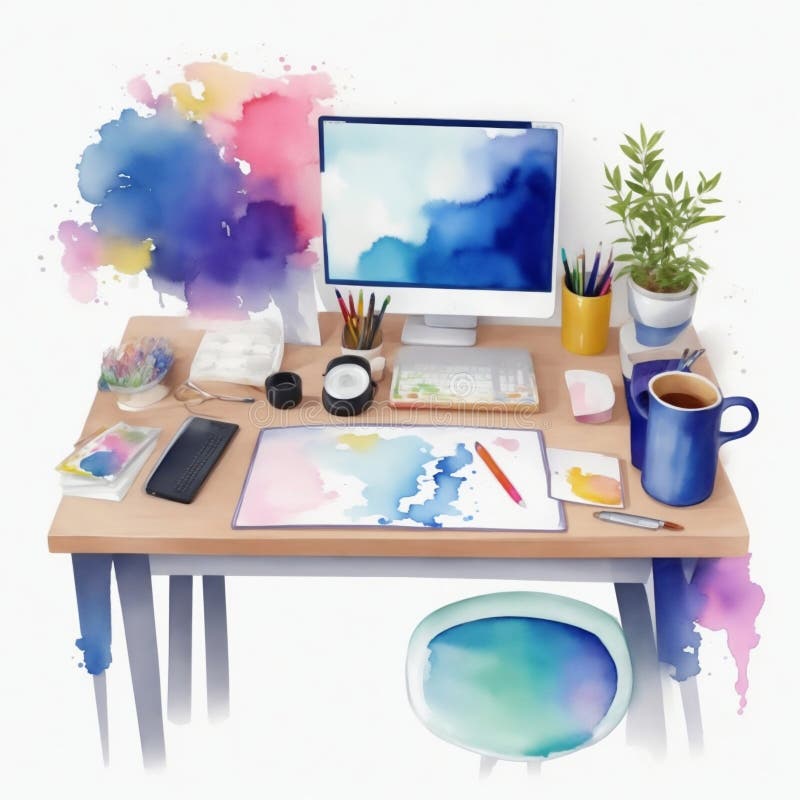 Study Desk Graphics with Watercolor Flowers Start of the School Year ...