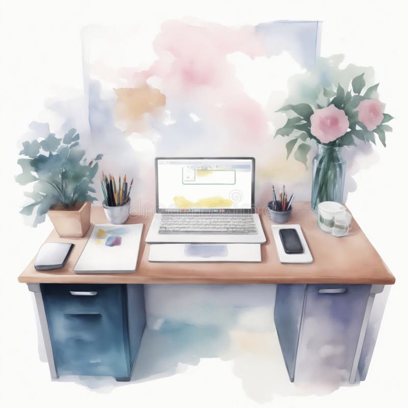 Study Desk Graphics with Watercolor Flowers Start of the School Year ...