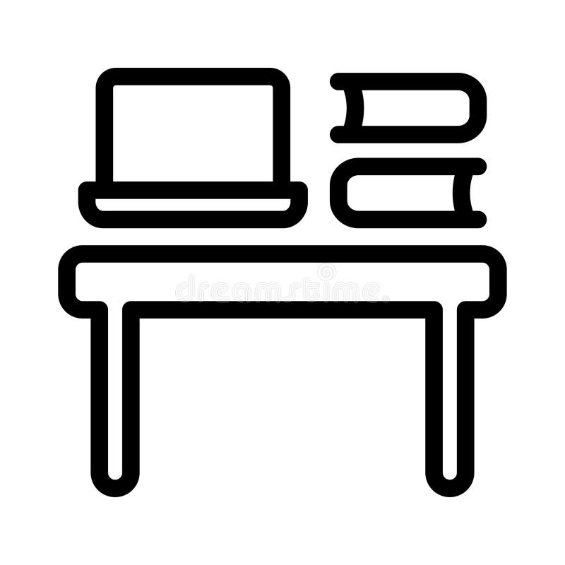 Study Desk Line Icon, Outline Symbol, Vector Illustration, Concept Sign ...
