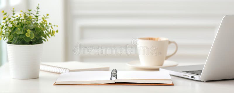 Study Desk, Laptop, Notebooks, and Coffee Cup, Cozy Learning ...