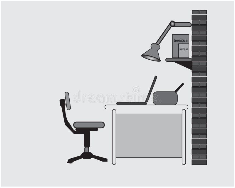 Study Desk or Work Desk Visible from the Side Stock Vector ...