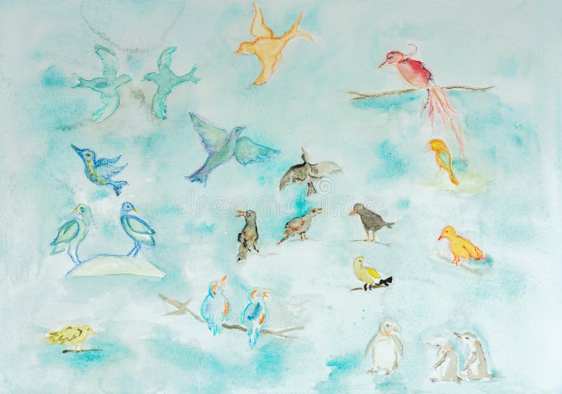 Study of Different Kind of Birds. Stock Illustration - Illustration of ...