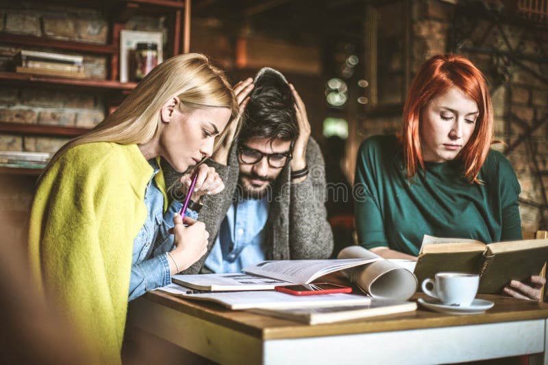 Study is Difficult. Young Students Stock Image - Image of enjoyment ...