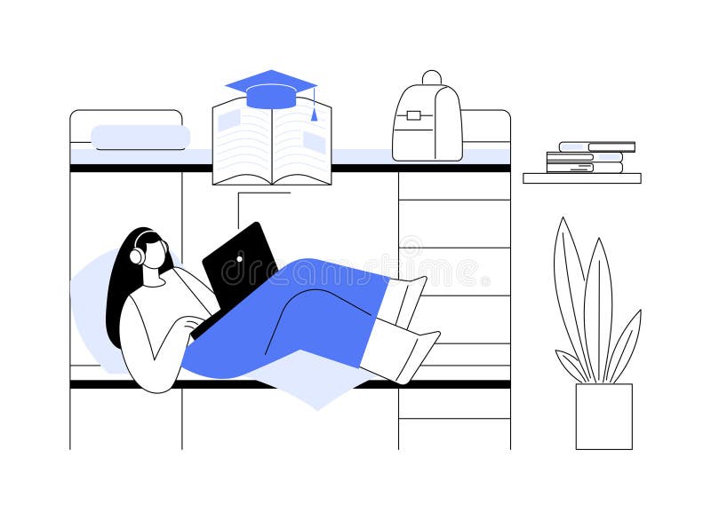Study in the Dormitory Isolated Cartoon Vector Illustrations. Stock ...