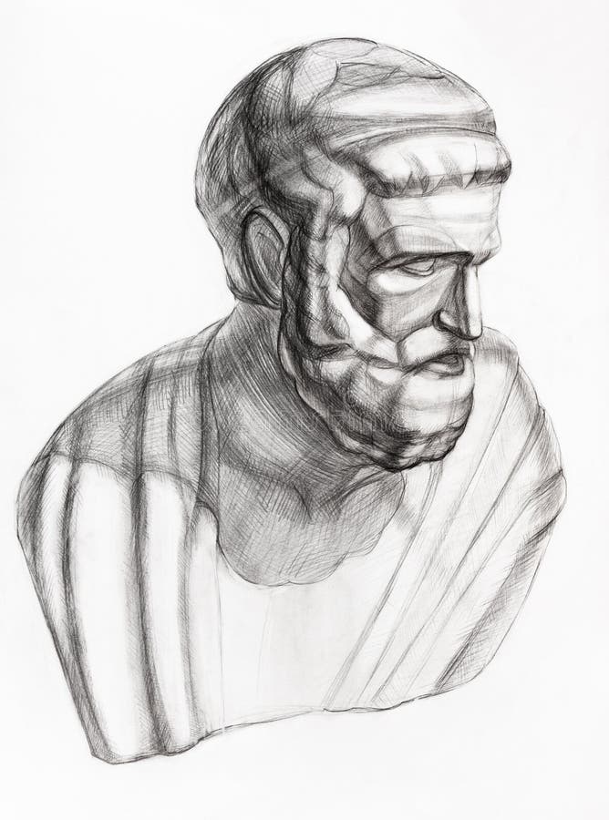Study Drawing of Plaster Bust of Sophocles Stock Image - Image of male ...