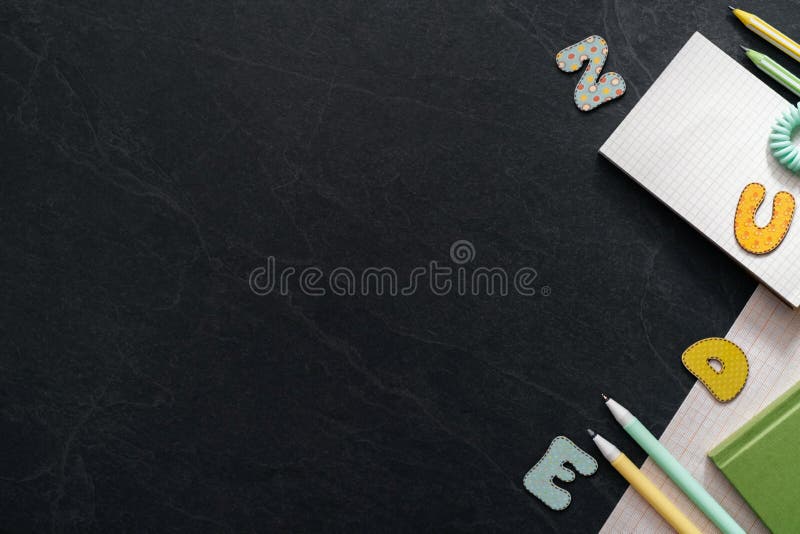 Study, Education, Learning at School Concept on Black Stock Image ...