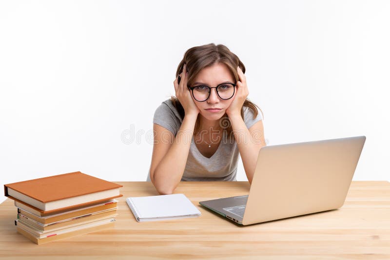 Study, Education and People Concept - Young Student Woman Working at ...