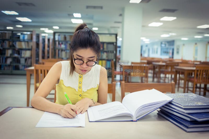 Nerd Asian College Girl Write Note Stock Photos - Free & Royalty-Free ...