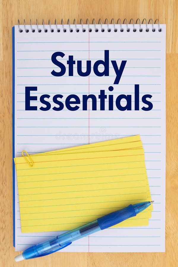 Study Essentials with Spiral Notebook, Yellow Index Cards, and Blue Pen ...