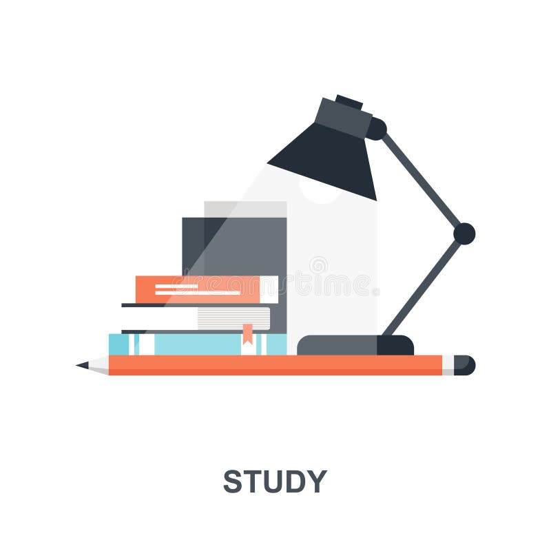 Study Flat Icon Design Concept Stock Vector - Illustration of learn ...