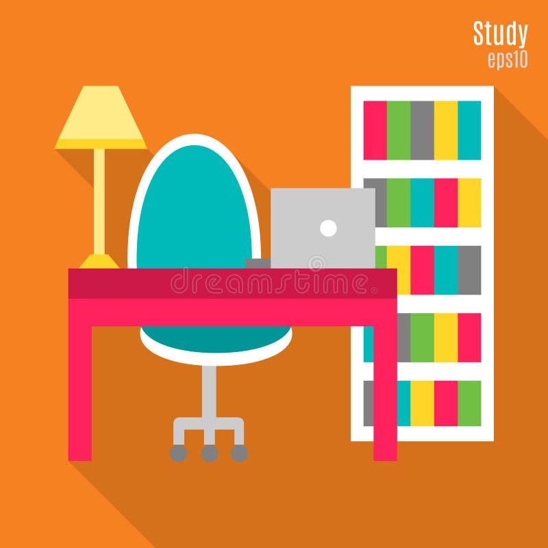 Study in flat style stock vector. Illustration of book - 59832453