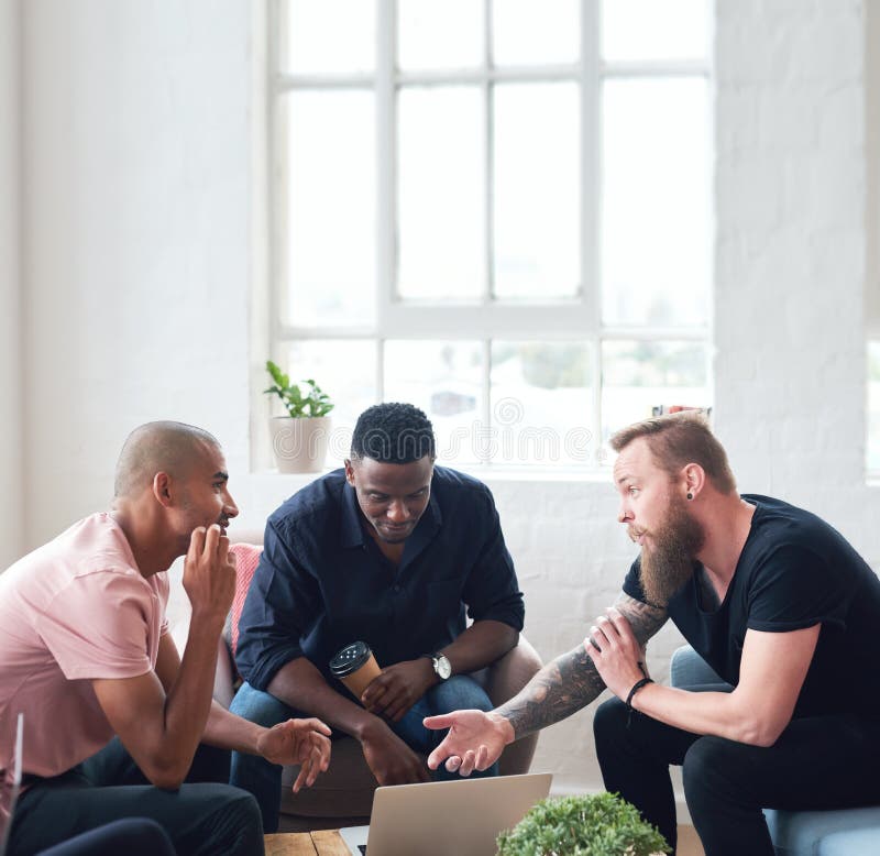 Study Group College Students Meeting Working on Project Using Laptop ...