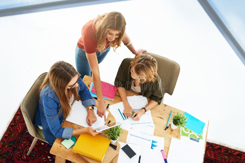 Study Group in Progress. High Angle Shot of Two Female University ...