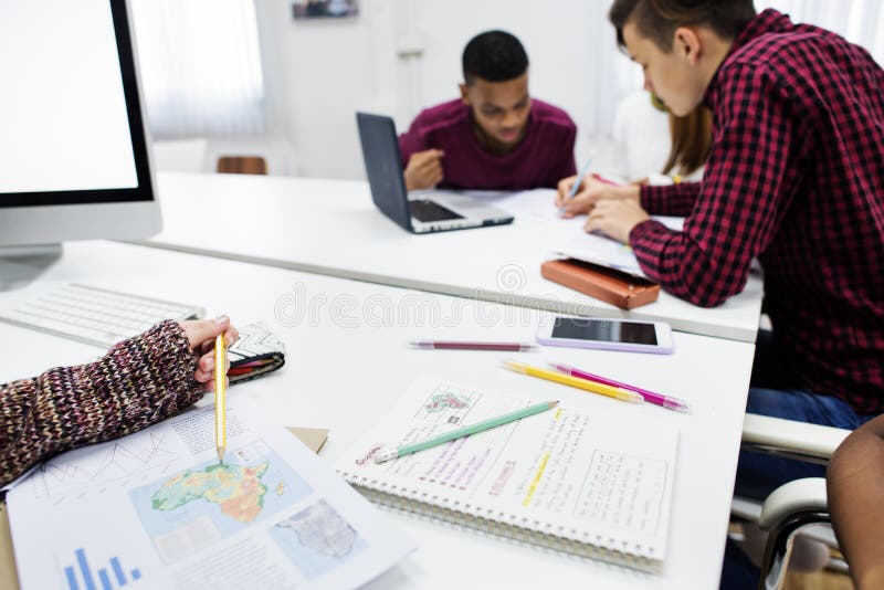 Study Group Project Brainstorming with Classmates Stock Photo - Image ...