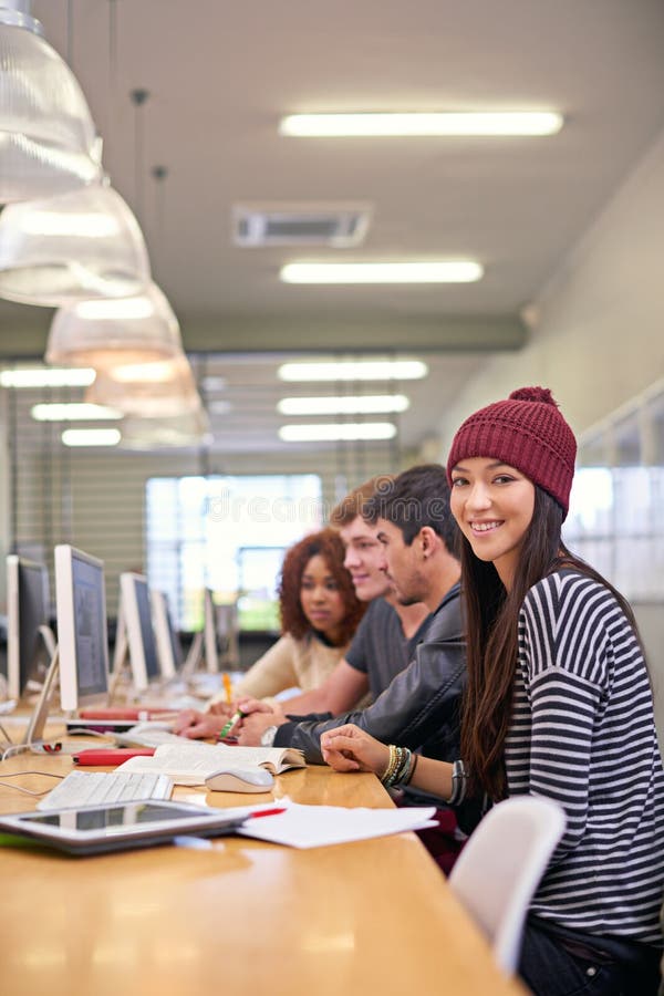Study Group, Student and Portrait of Girl in Library for Education ...