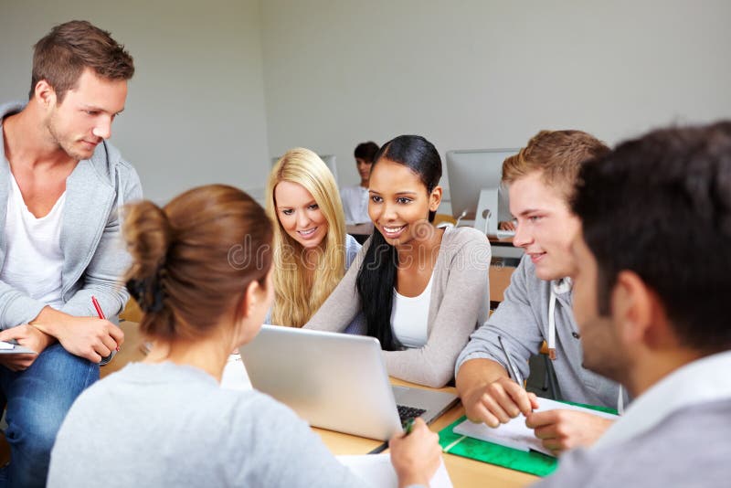 Study Group with Three Students and Tablet Computer Stock Photo - Image ...
