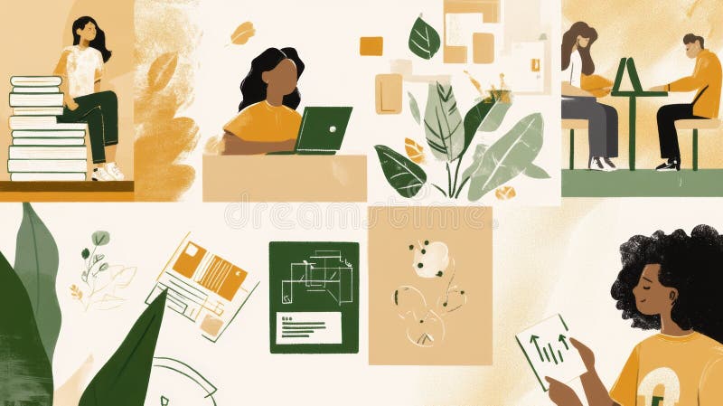 Study Habits & Creative Work Stock Illustration - Illustration of ...