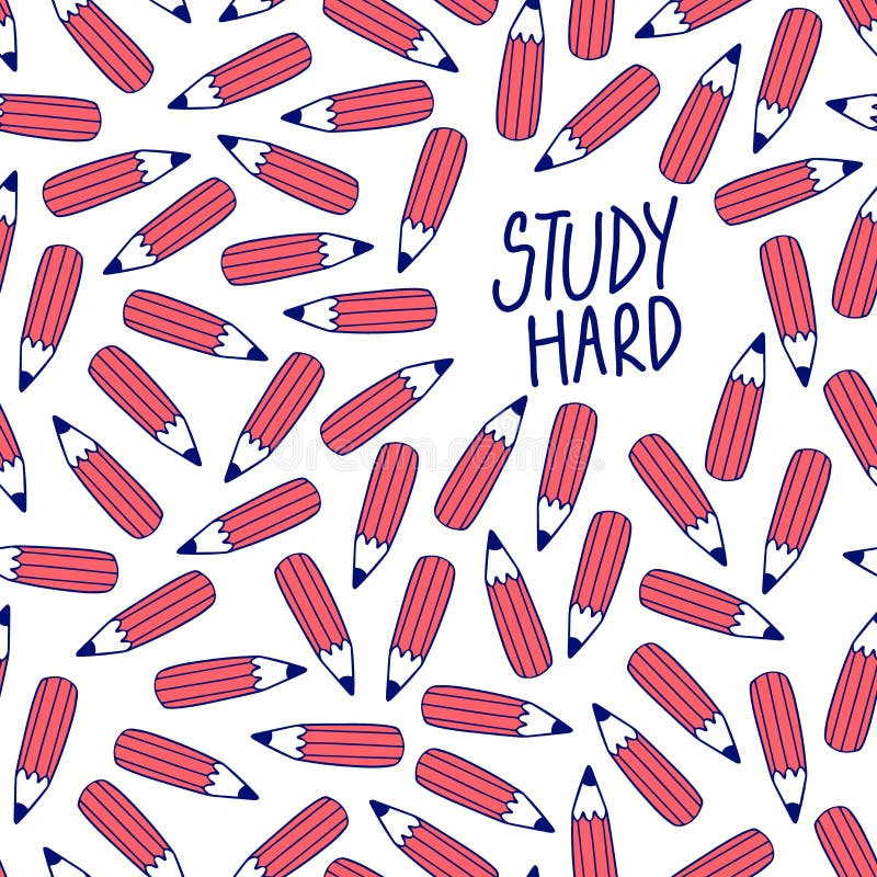 Study Hard Pencil Doodle Pattern 2 Stock Vector - Illustration of ...