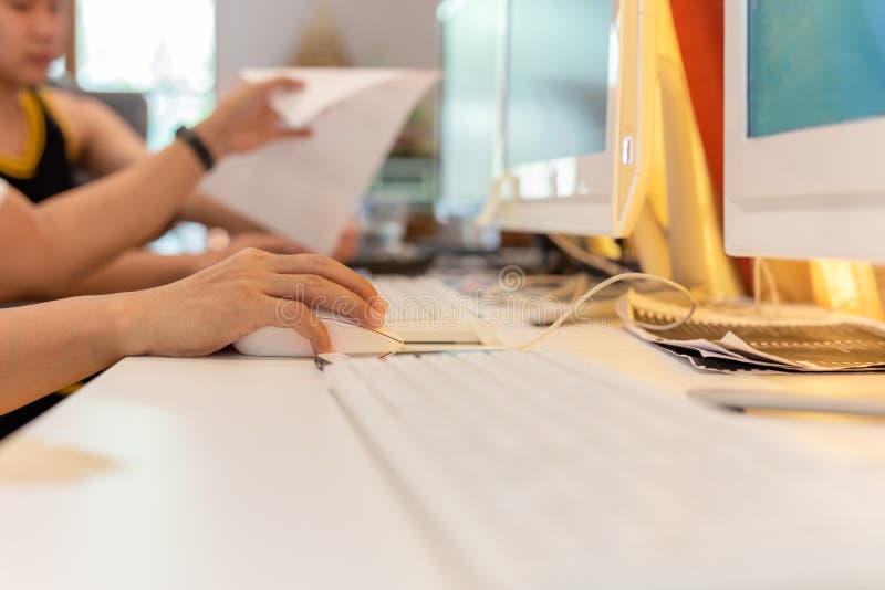 Study from Home Concept Man Using Computer Mouses Helping Teenage Boy ...