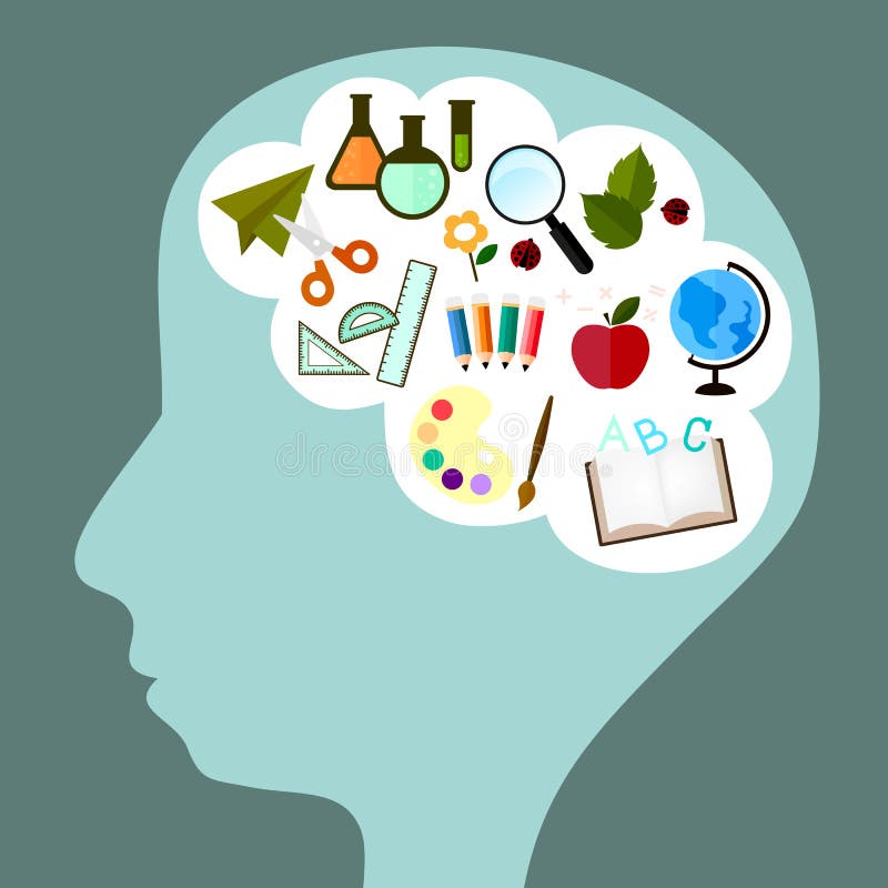 Study icon in brain stock vector. Illustration of paintbrush - 57559730