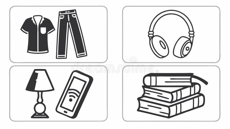 Study Icons Books Headphones and Learning Resources Symbols Collection ...