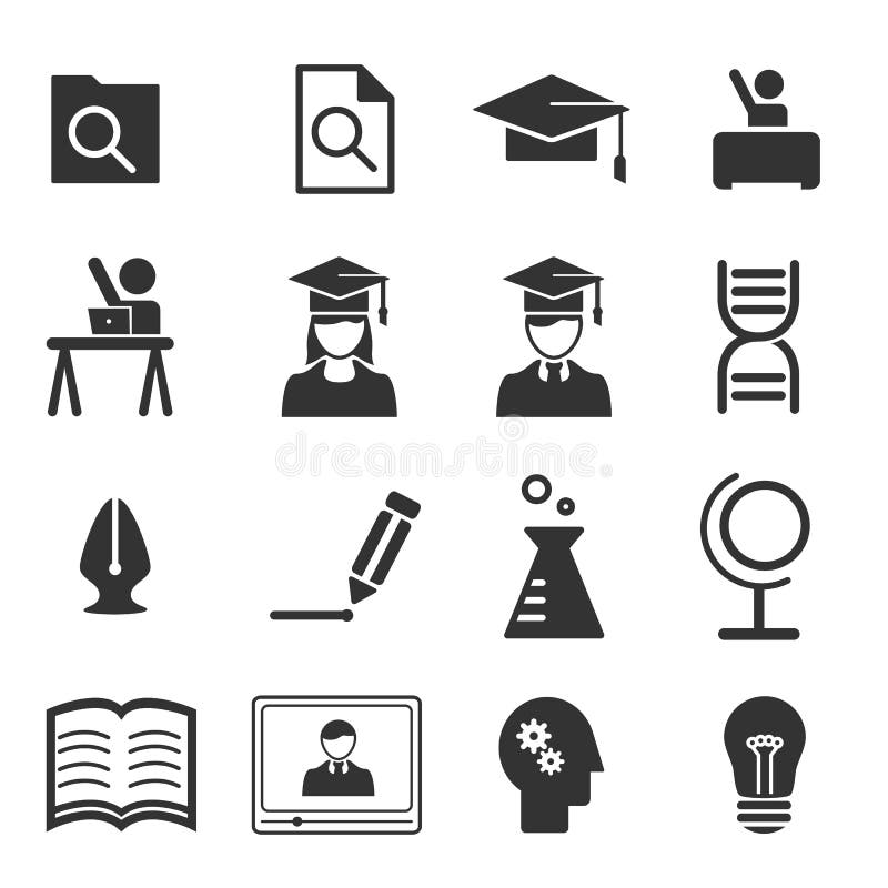 Study Icons - Vector Icon Set Stock Illustration - Illustration of ...
