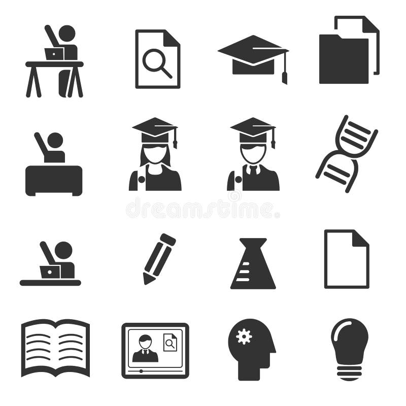 Study Icons - Vector Icon Set Stock Illustration - Illustration of ...