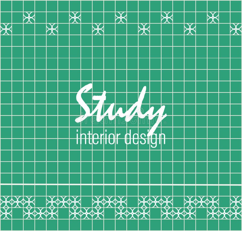 Study Interior Design. Text on Tile Wall. Turquoise Square Tiles with ...