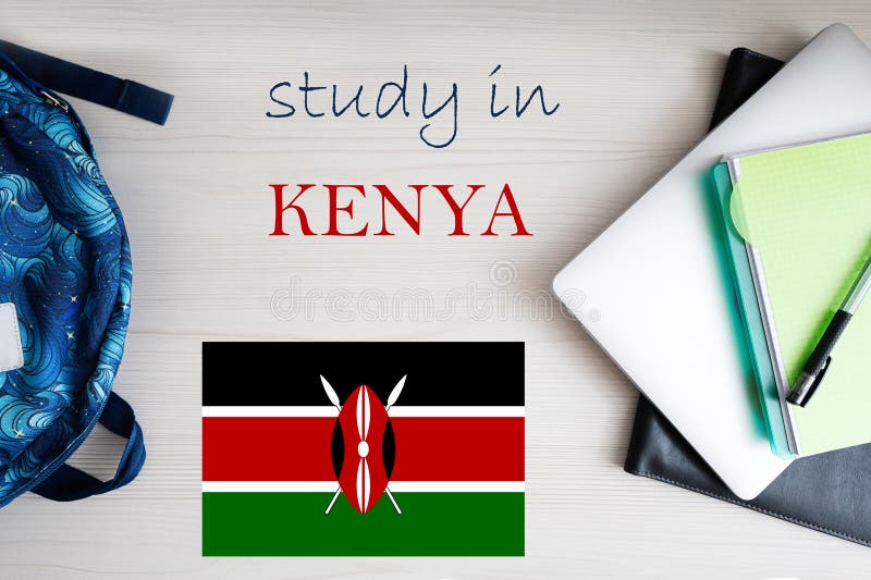 Study in Kenya. Background with Notepad, Laptop and Backpack Stock ...