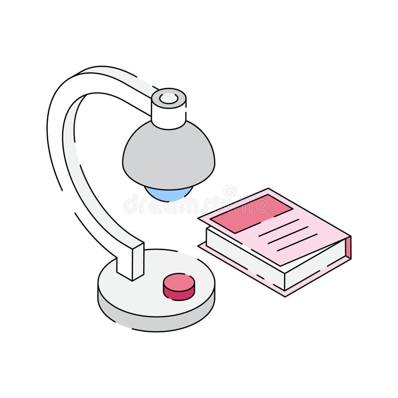 Study Lamp with a Book, Icon in Isometric Style Stock Illustration ...