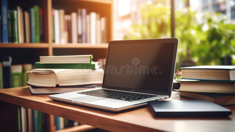 Study laptop books stock illustration. Illustration of concentration ...