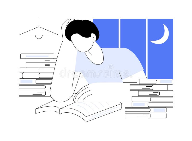 Study Late at Night Isolated Cartoon Vector Illustrations. Stock ...