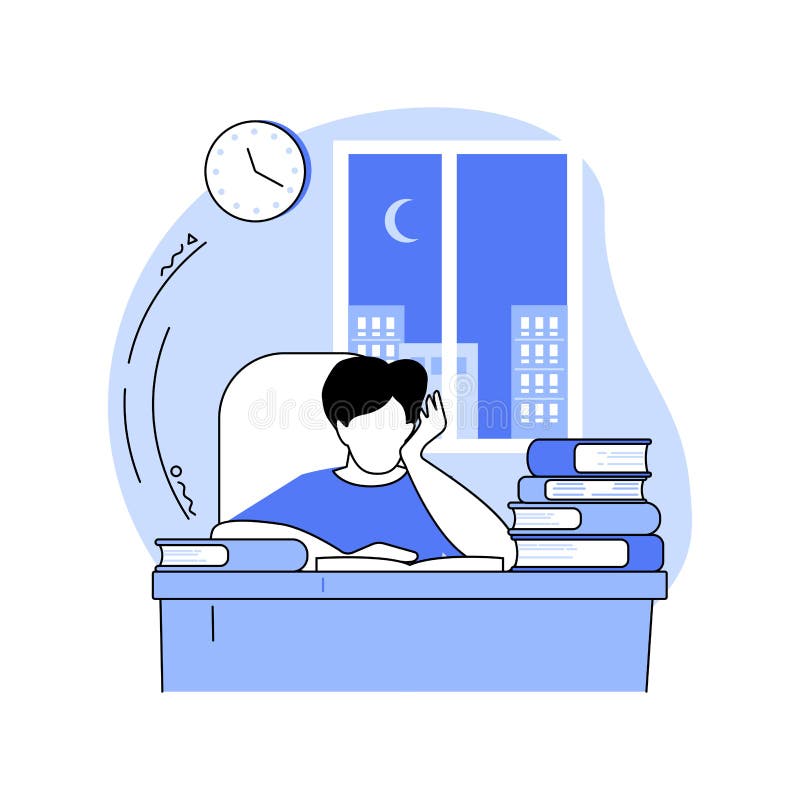 Study Late at Night Isolated Cartoon Vector Illustrations. Stock Vector ...