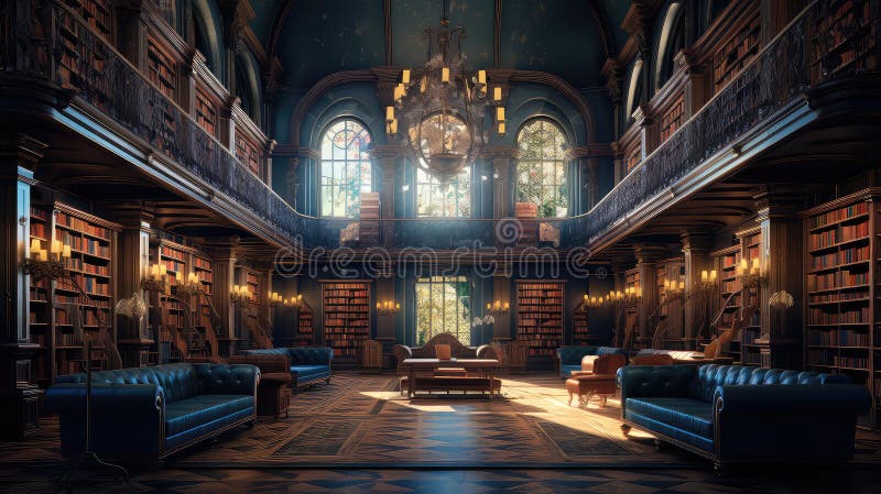 Study library interior stock illustration. Illustration of resources ...